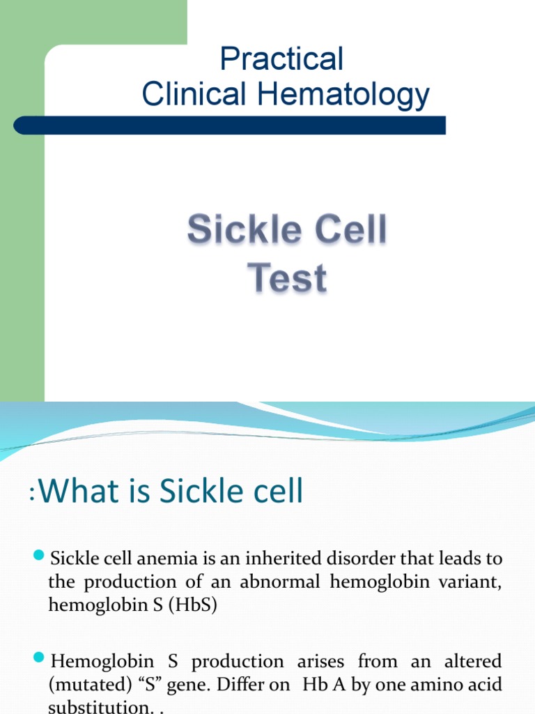 Solubility Test For Sickle Cell | PDF | Red Blood Cell | Hemoglobin