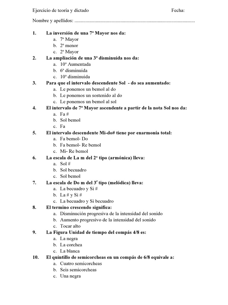 MODELO EXAMEN 5 (Tipo Test) PDF | PDF | Musicología | Composiciones ...