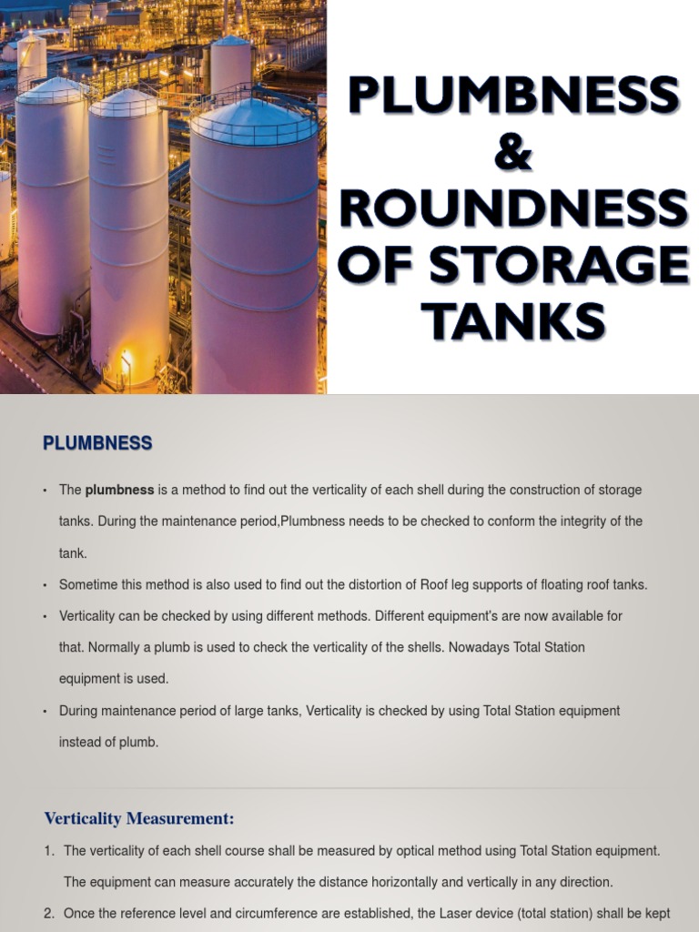 Plumbness and Roundness in Tanks | PDF | Surveying | Scientific Observation