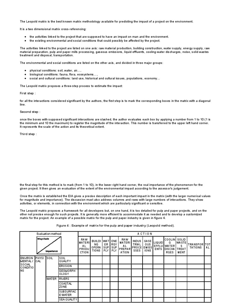 The Leopold Matrix Is The Best Known Matrix Methodology Available For ...