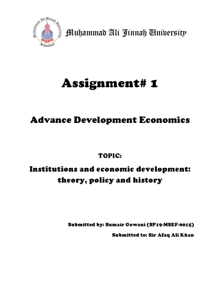 Assign. 1 Development Economics | PDF | Institution | Economic Development