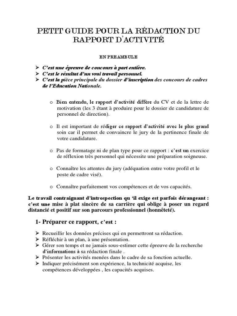 Rapport D'activité PDF | Descargar gratis PDF | Compétence (Ressources humaines) | Science