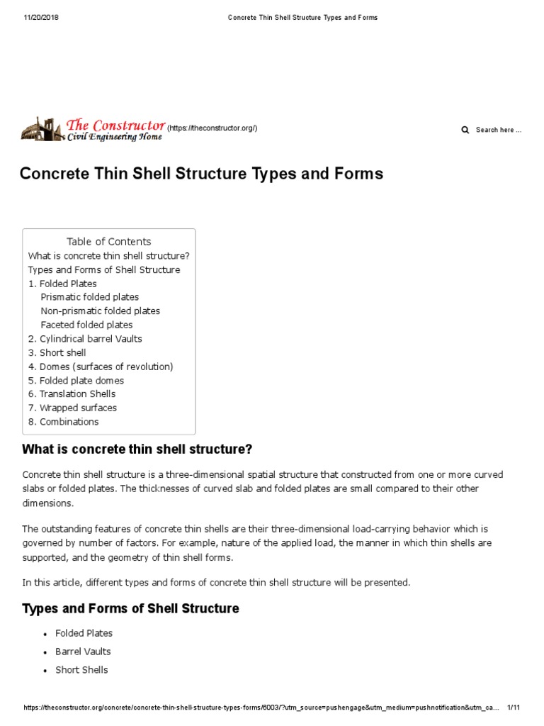 Concrete Thin Shell Structure Types and Forms | PDF | Dome | Vault ...