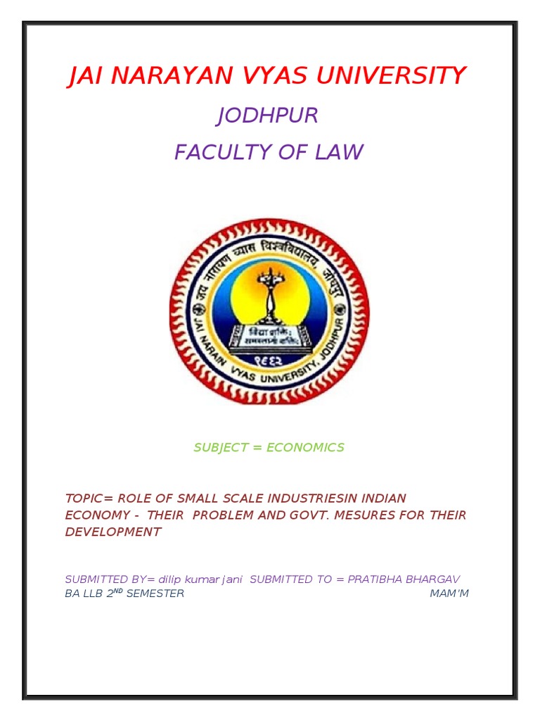 Jai Narayan Vyas University: Jodhpur Faculty of Law | PDF | Science & Mathematics