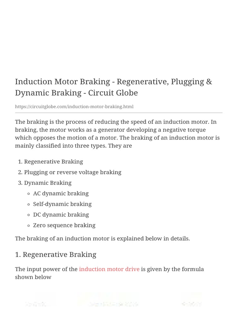 Induction Motor Braking - Regenerative, Plugging &+ PDF | PDF ...