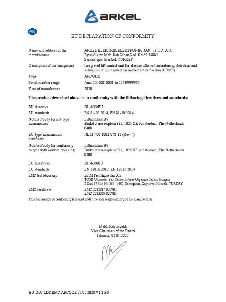 EU Declaration of Conformity for ARCODE | PDF | Regulation | Evaluation