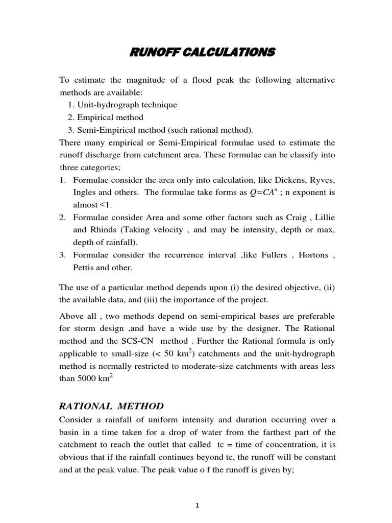 Runoff Calculation Methods and Formulas | PDF | Drainage Basin | Soil