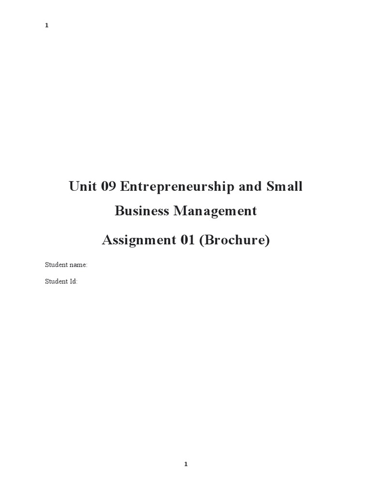 Unit 09 Entrepreneurship and Small Business Management 75 A1 | PDF ...