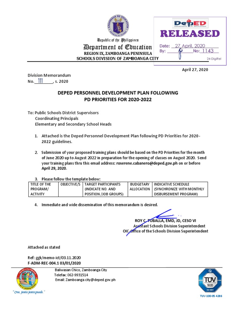 Deped Personnel Development Plan PDF | PDF | Teaching | Behavior Modification