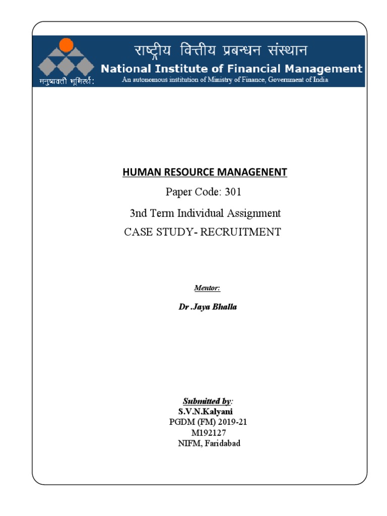 Human Resource Managenent: Paper Code: 301 3nd Term Individual ...