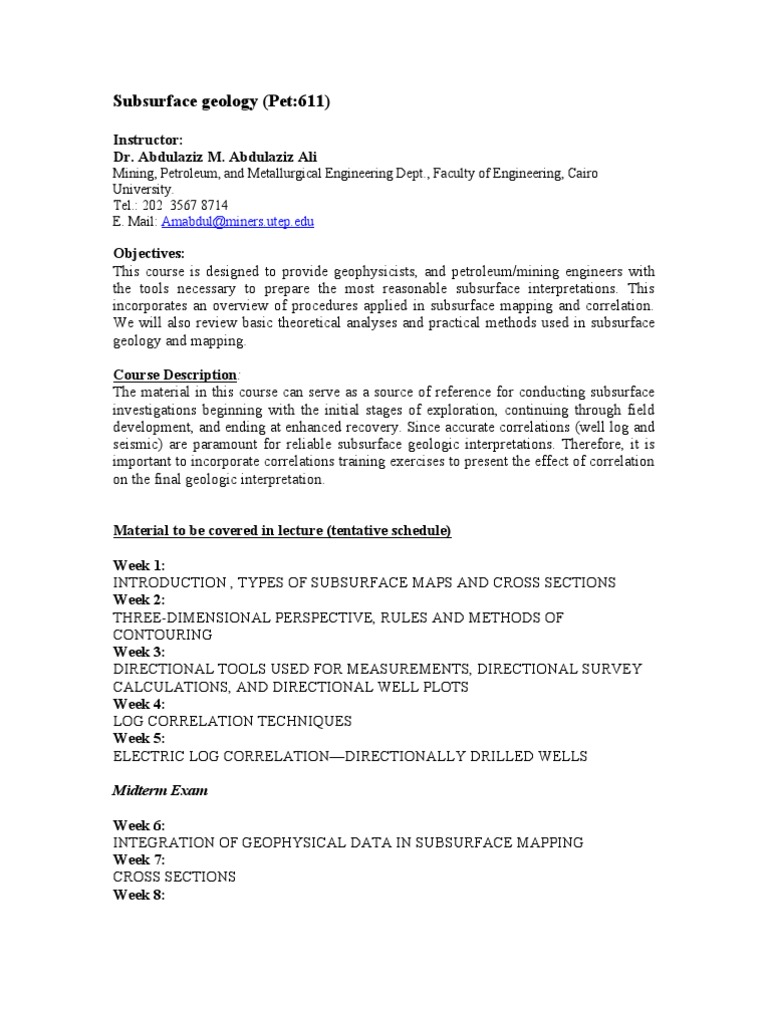 Subsurface Geology Training Course | PDF | Science & Mathematics