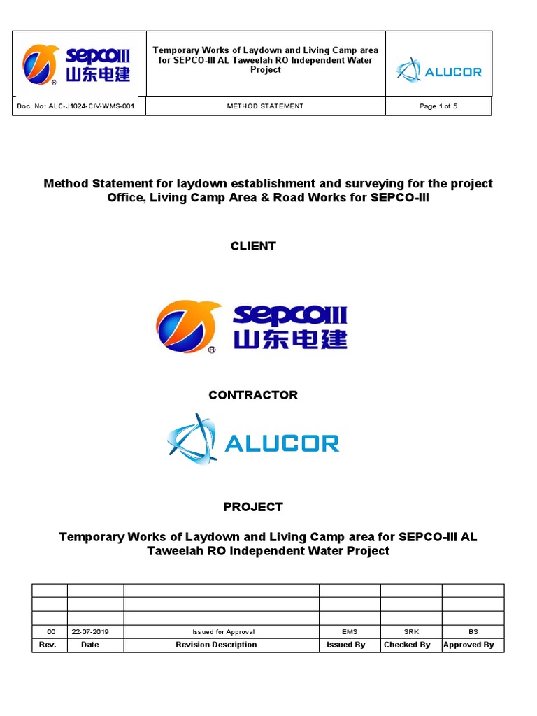 Temporary Works of Laydown and Living Camp Area For SEPCO-III AL Taweelah RO Independent Water ...