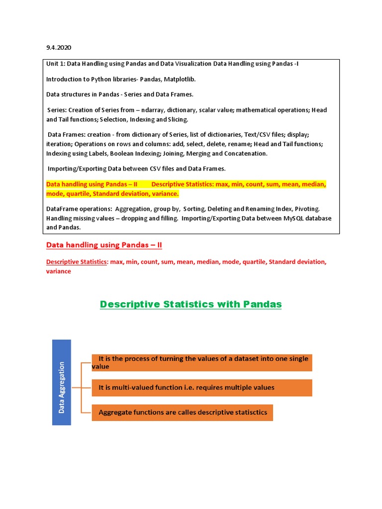 Pandas Data Handling & Visualization Guide | PDF | Quantile | Quartile