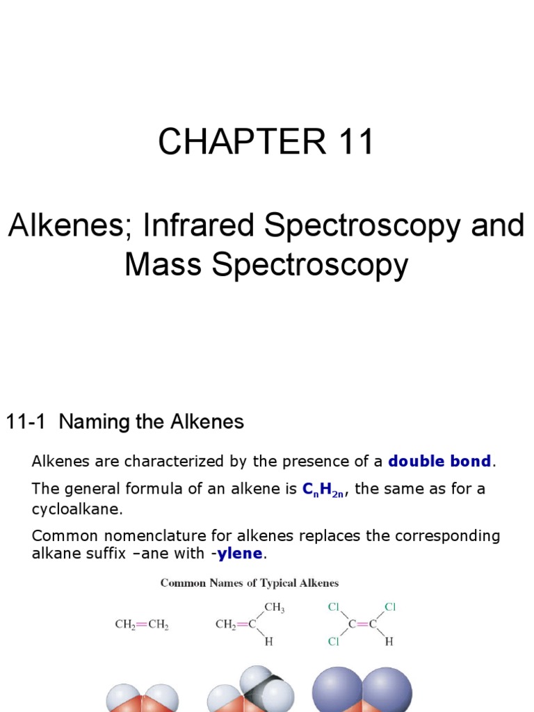 Alkenes Infrared Spectroscopy and Mass Spectros | PDF | Alkene ...