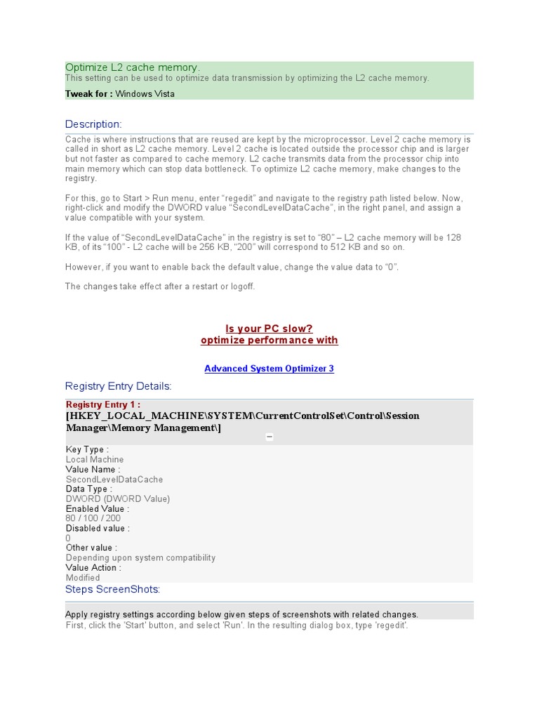 Description:: Optimize L2 Cache Memory | PDF