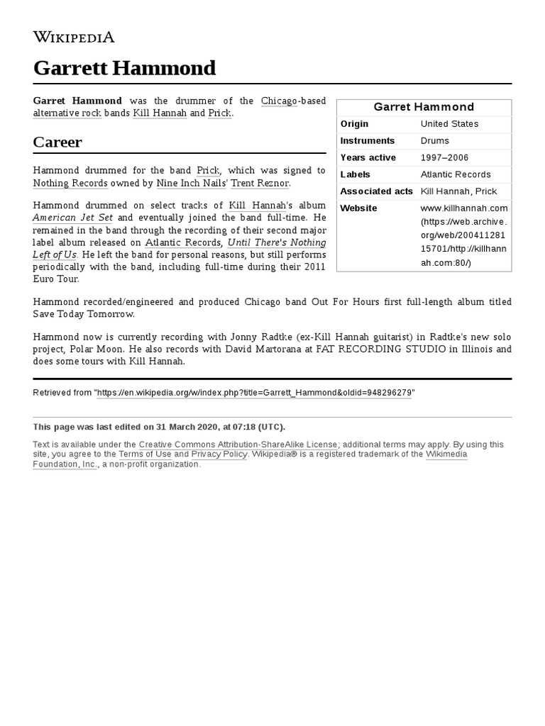 Garrett Hammond: Career | PDF