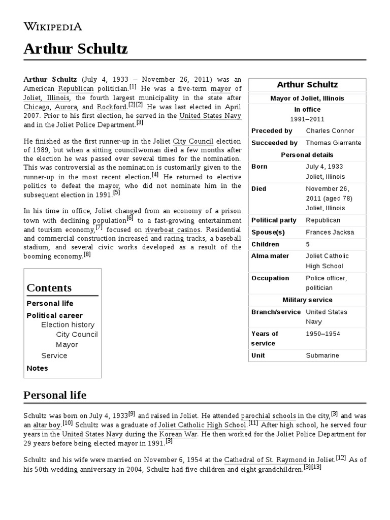 Arthur Schultz (July 4, 1933 - November 26, 2011) Was An | PDF | Business