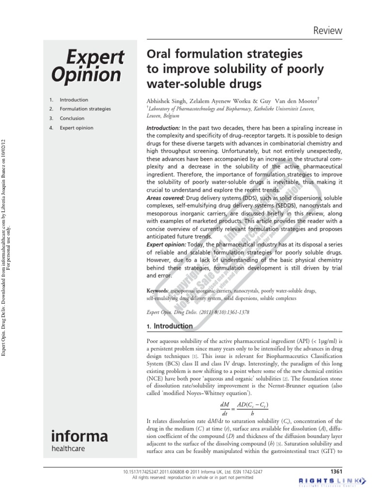 17425247.20113. Oral Formulation Strategies | PDF | Solubility ...