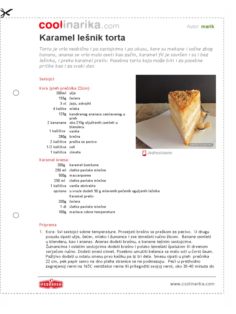 Karamel Lesnik Torta PDF | PDF