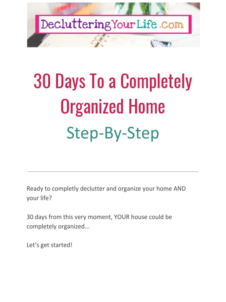 30 Days To A Completely Organized Home: Step-By-Step | PDF | Bedroom ...
