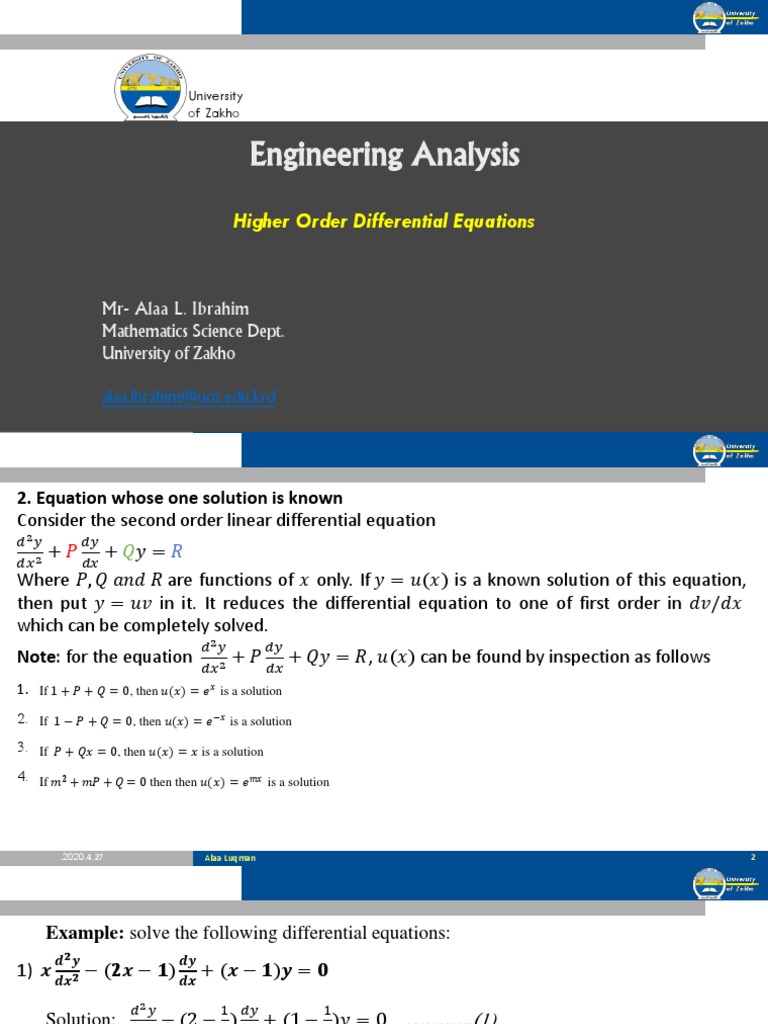 Engineering Analysis - PDF | PDF | Differential Equations | Equations