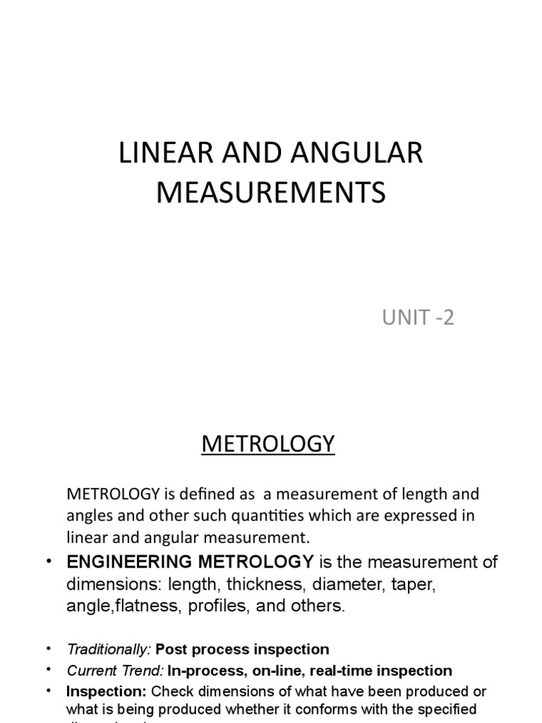 Linear and Angular Measurements: Unit - 2 | PDF | Scientific ...