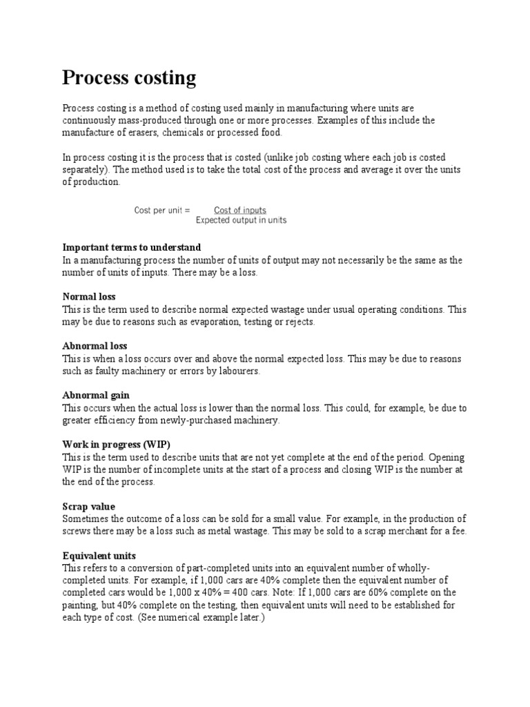 Process Costing: Important Terms To Understand | PDF | Business