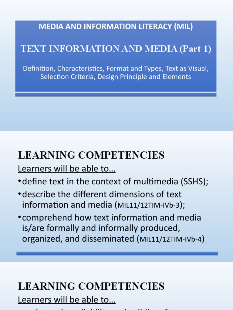 Media and Information Literacy (Mil) | PDF | Typefaces | Writing