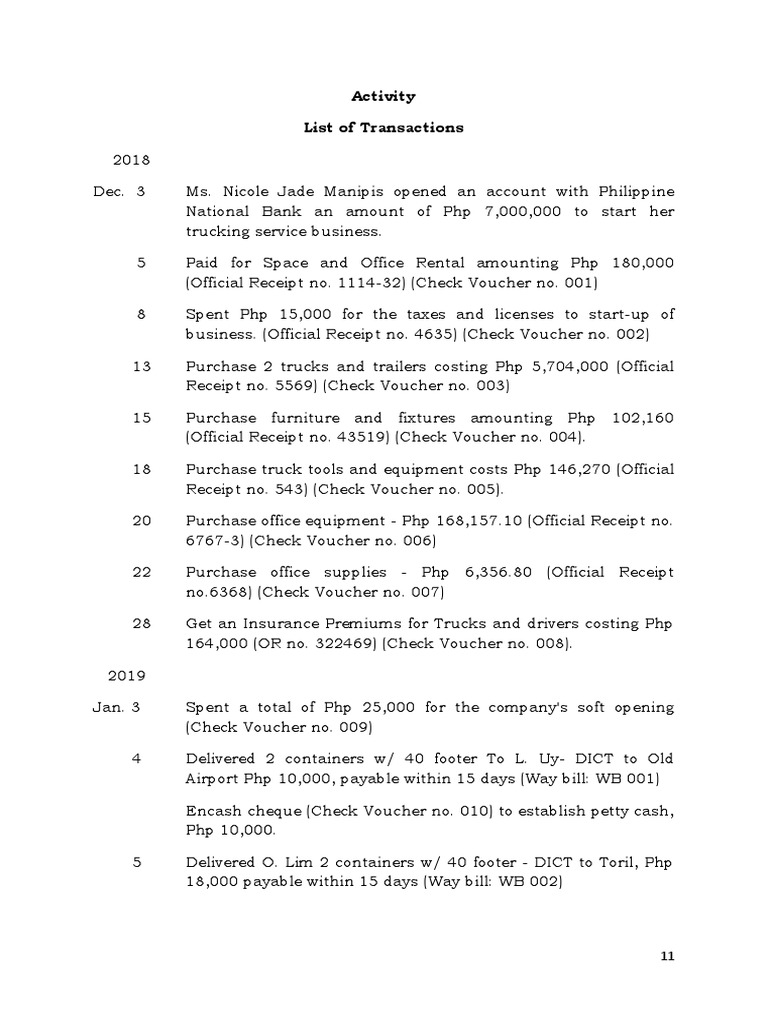 Activity List of Transactions | PDF | Receipt | Cheque