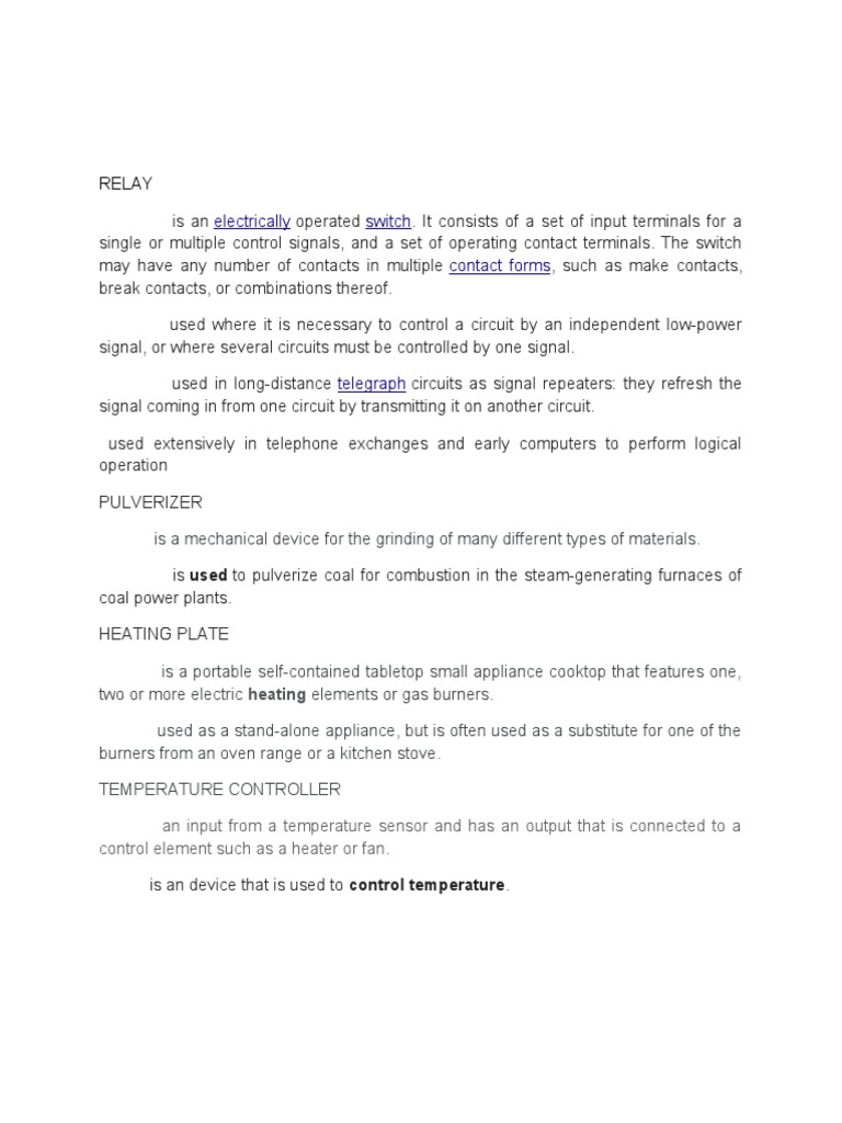 Relay: Electrically Switch Contact Forms | PDF | Components | Electricity