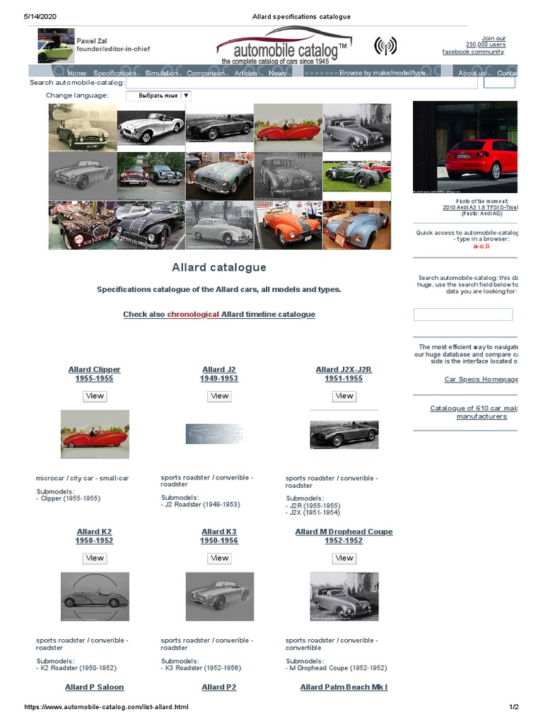 Allard Catalogue: Search Automobile-Catalog: Change Language | PDF