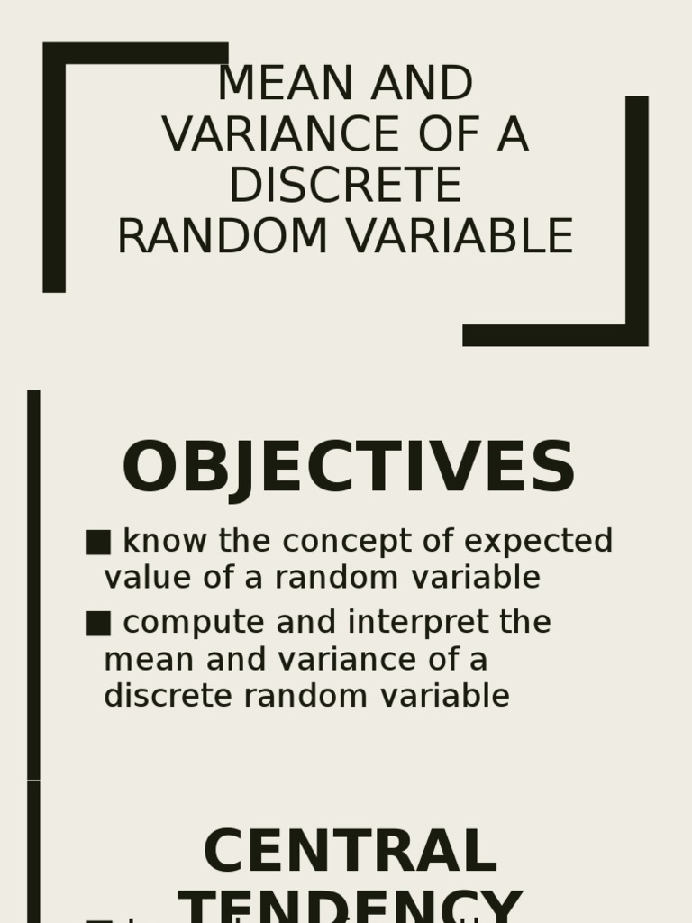 Mean and Variance of Discrete Variables | PDF
