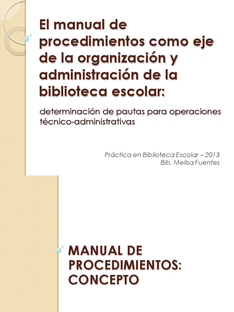 Manual de Procedimientos | PDF | Bibliotecas | Calidad (comercial)