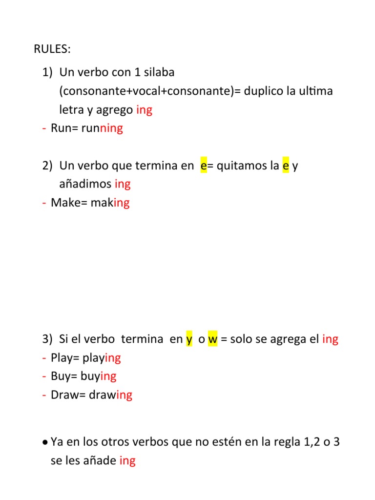 Reglas Ing 7mo | PDF | Artes del Lenguaje y Comunicación
