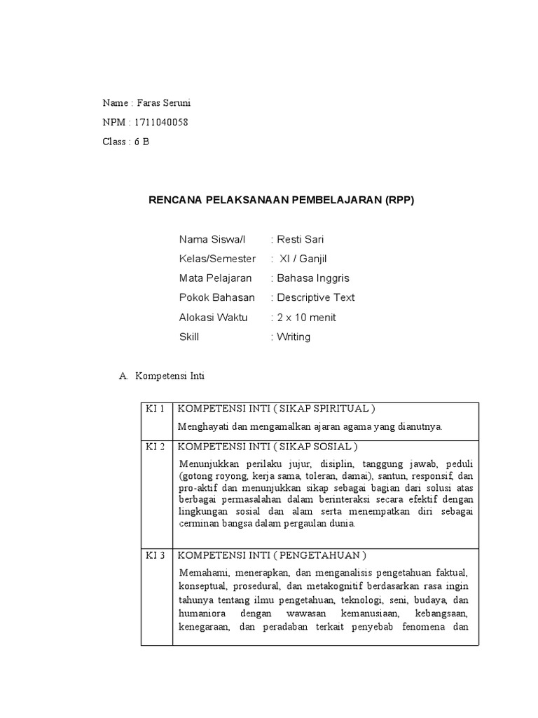 RPP Micro Teaching Esp | PDF