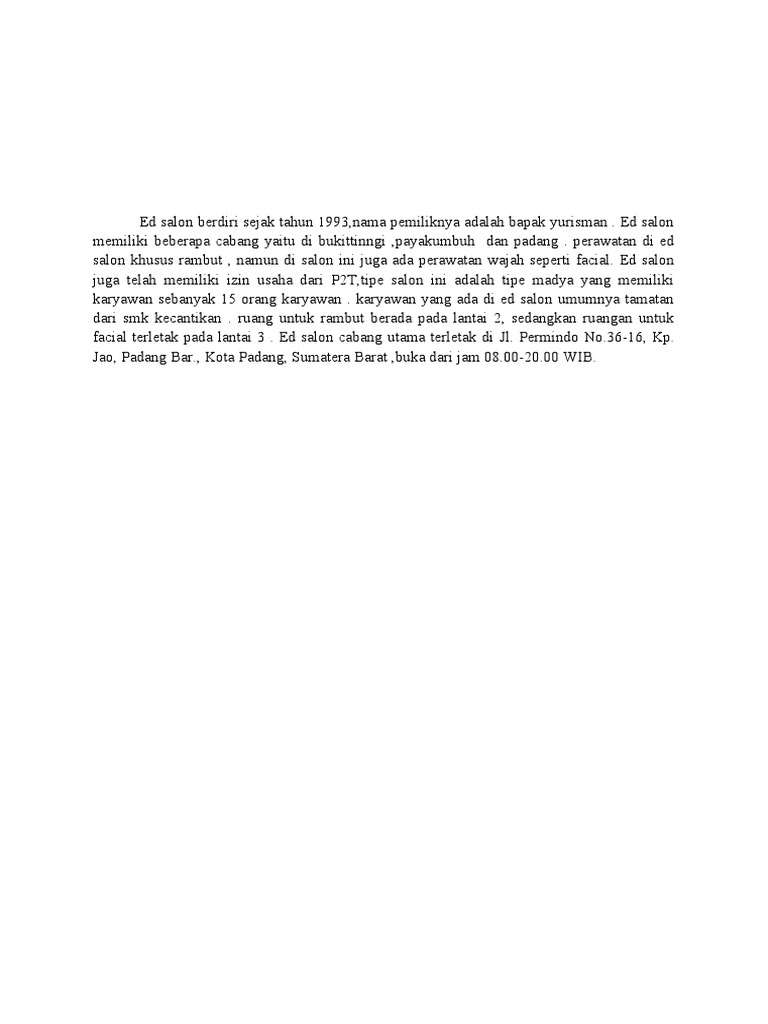 Ed Salon Berdiri Sejak Tahun 1993 | PDF