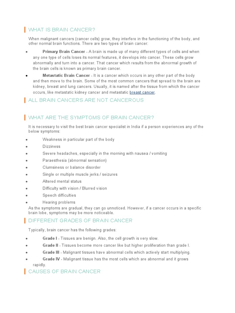 What Is Brain Cancer | PDF | Brain Tumor | Cancer