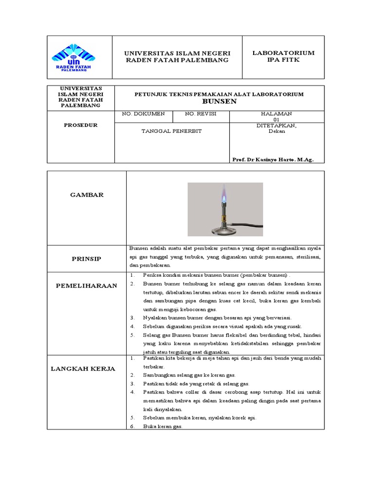 Petunjuk Penggunaan Alat Bunsen | PDF | Teknologi & Rekayasa