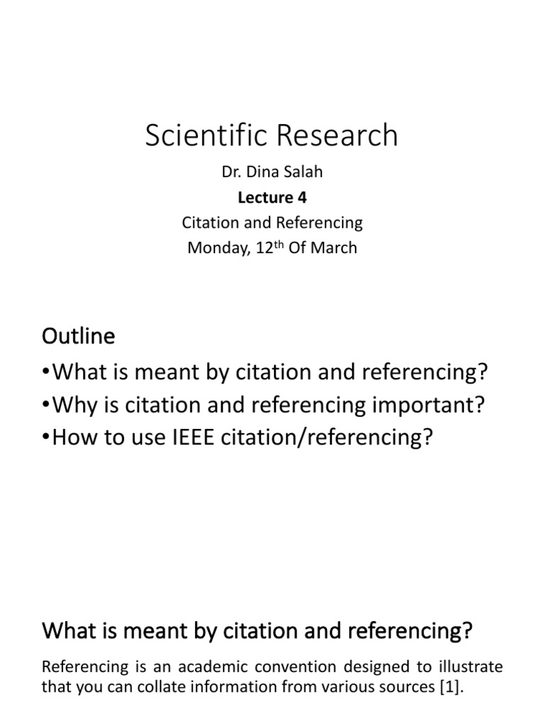 Scientific Research: Dr. Dina Salah Citation and Referencing Monday, 12 ...