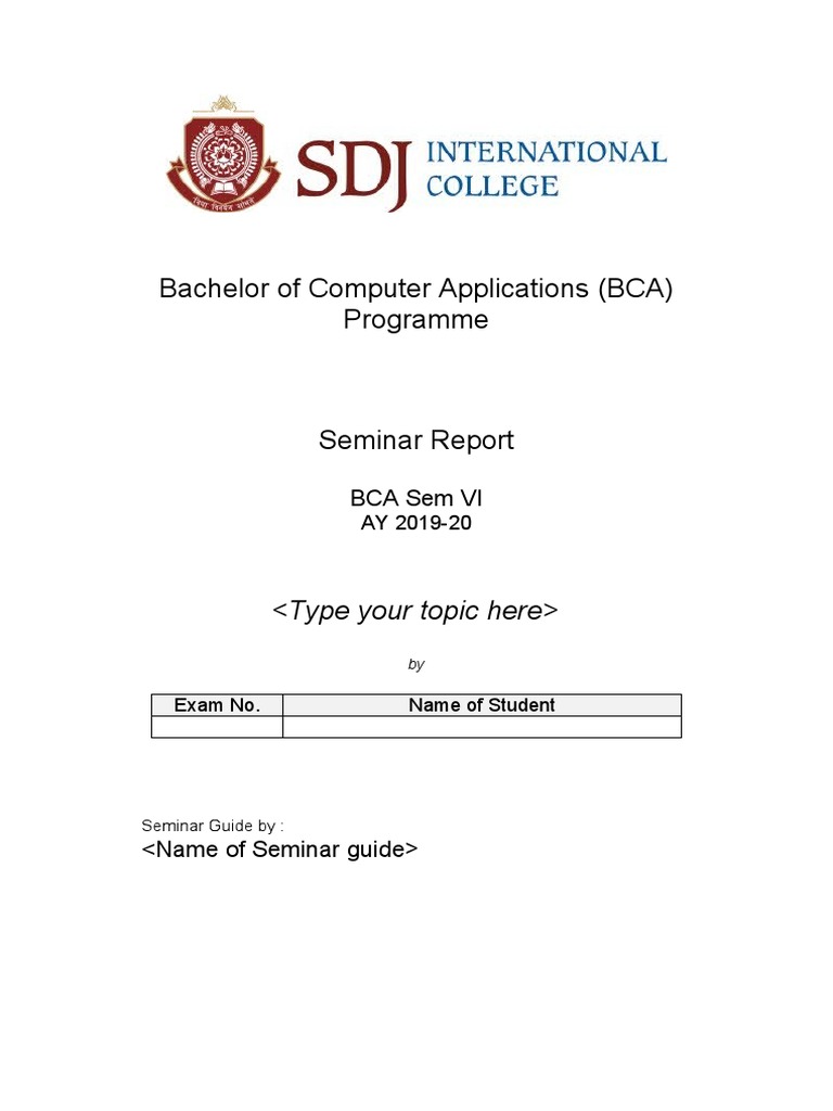 BCA Seminar Report Template 2019-20 | PDF | Business