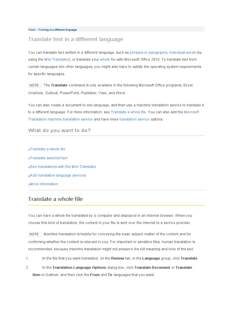 Translate Text in A Different Language | PDF | Translations | Microsoft ...