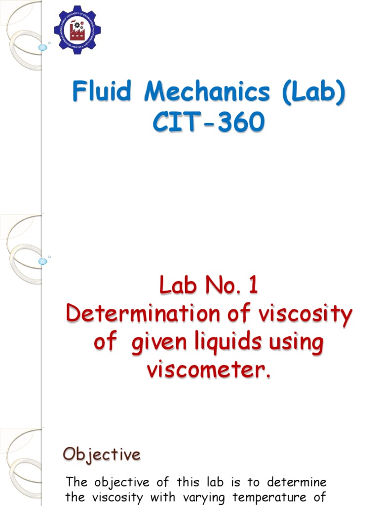 (Lab No. 1) Determination of Viscosity of A Given Liquid Using ...