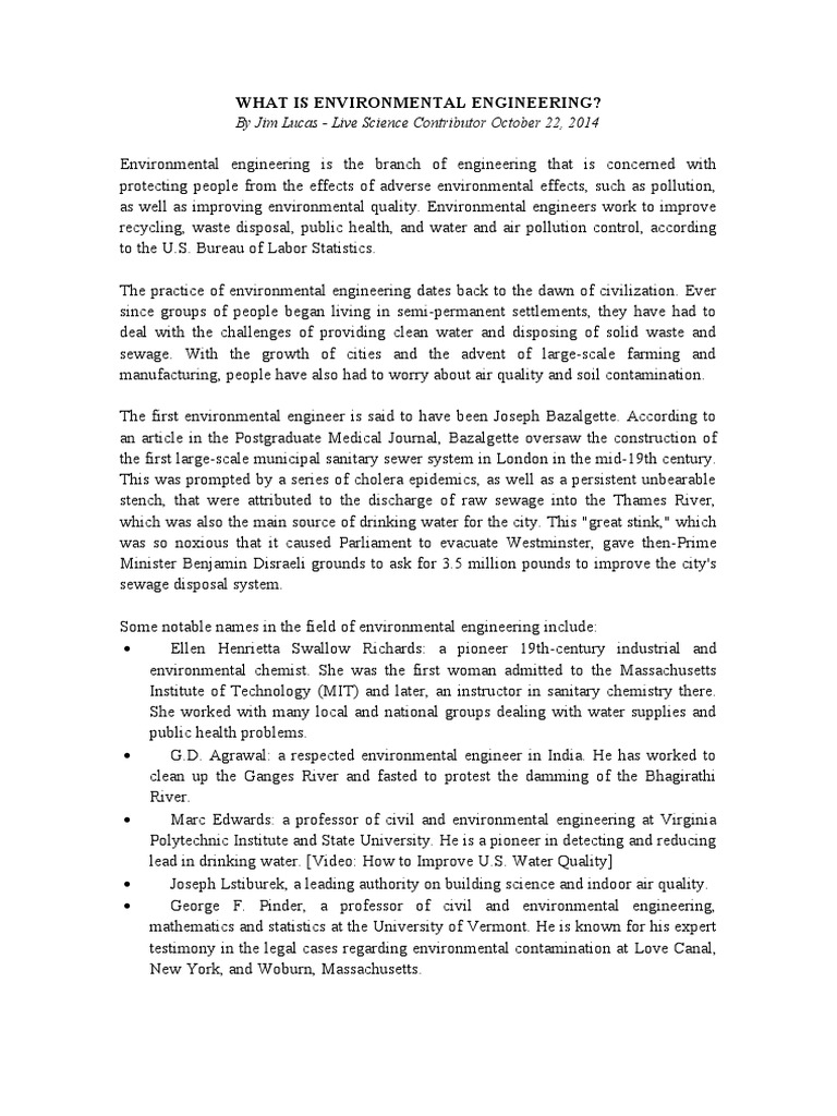 What Is Environmental Engineering | Download Free PDF | Environmental Engineering | Pollution