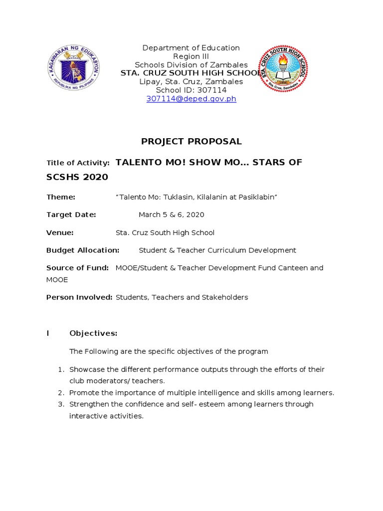 Mapeh Siklaban Proposal 2020 | PDF | Behavior Modification | Cognition