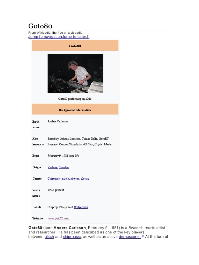 Goto80: Jump To Navigationjump To Search | PDF | Entertainment (General ...