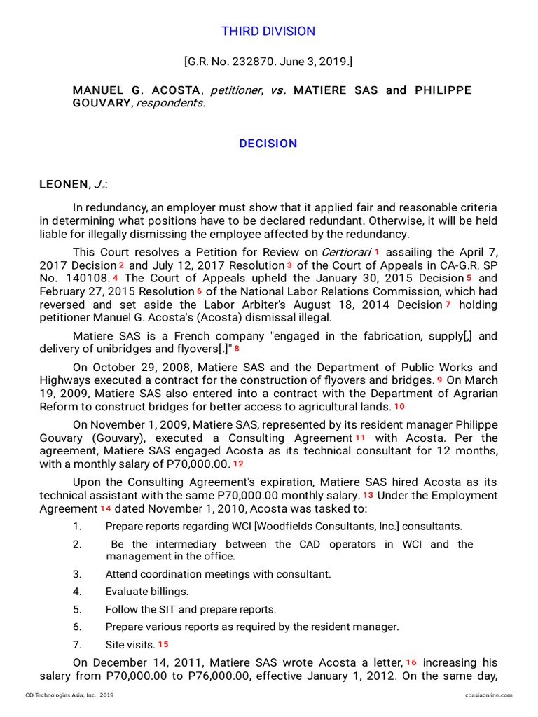 2019 (GR No. 232870, Manuel Acosta V Matiere Sas and Philippe Gouvary ...