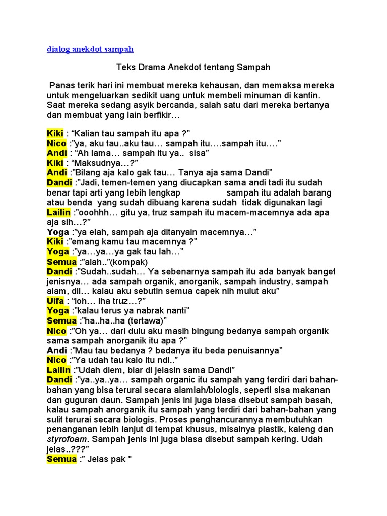 Dialog Anekdot Sampah (Reza) | PDF