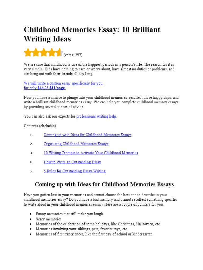 04 - Childhood Memories Essay | PDF | Essays | Paragraph
