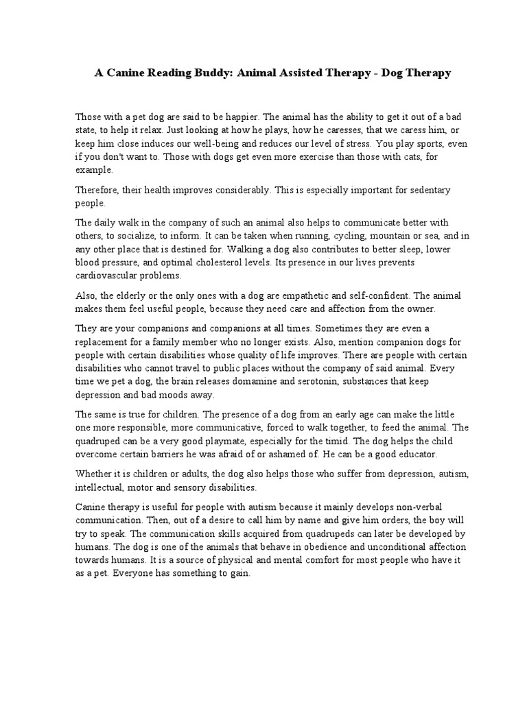 Homework D - A Canine Reading Buddy | PDF | Dogs | Pet