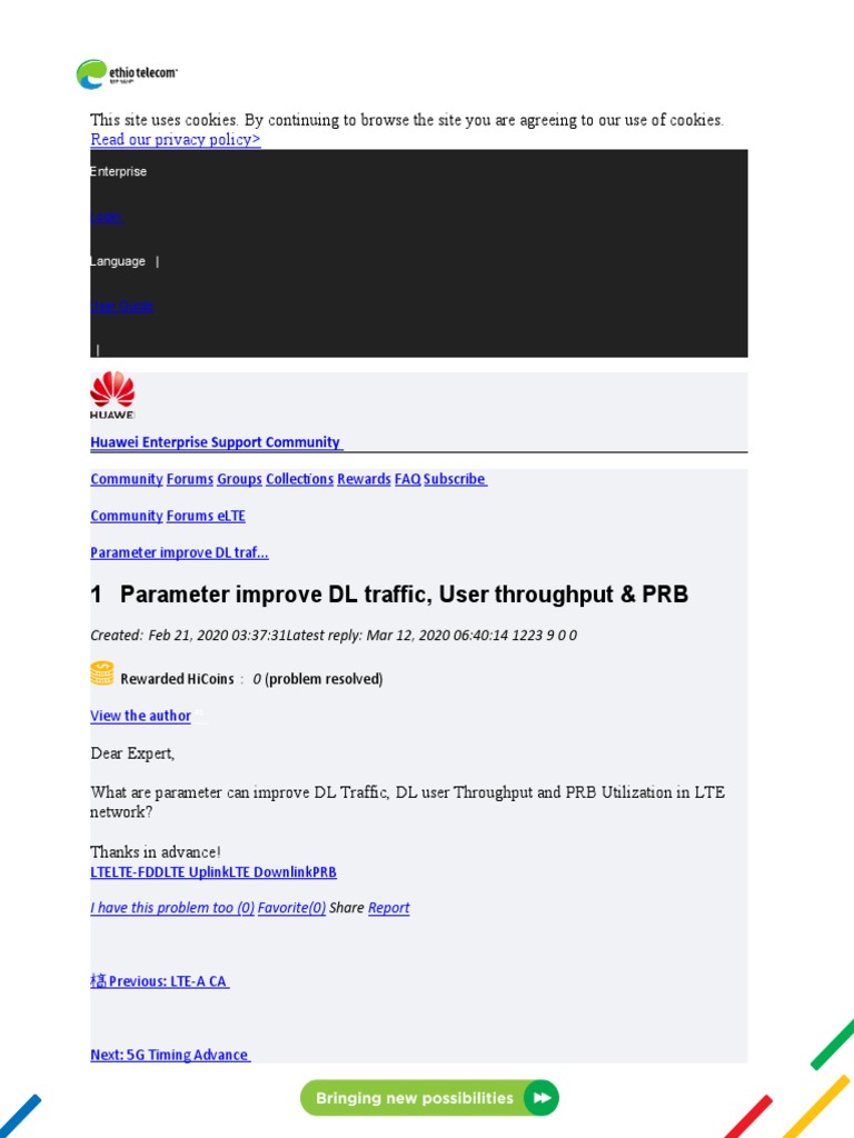 1 Parameter Improve DL Traffic, User Throughput & PRB: Read Our Privacy ...